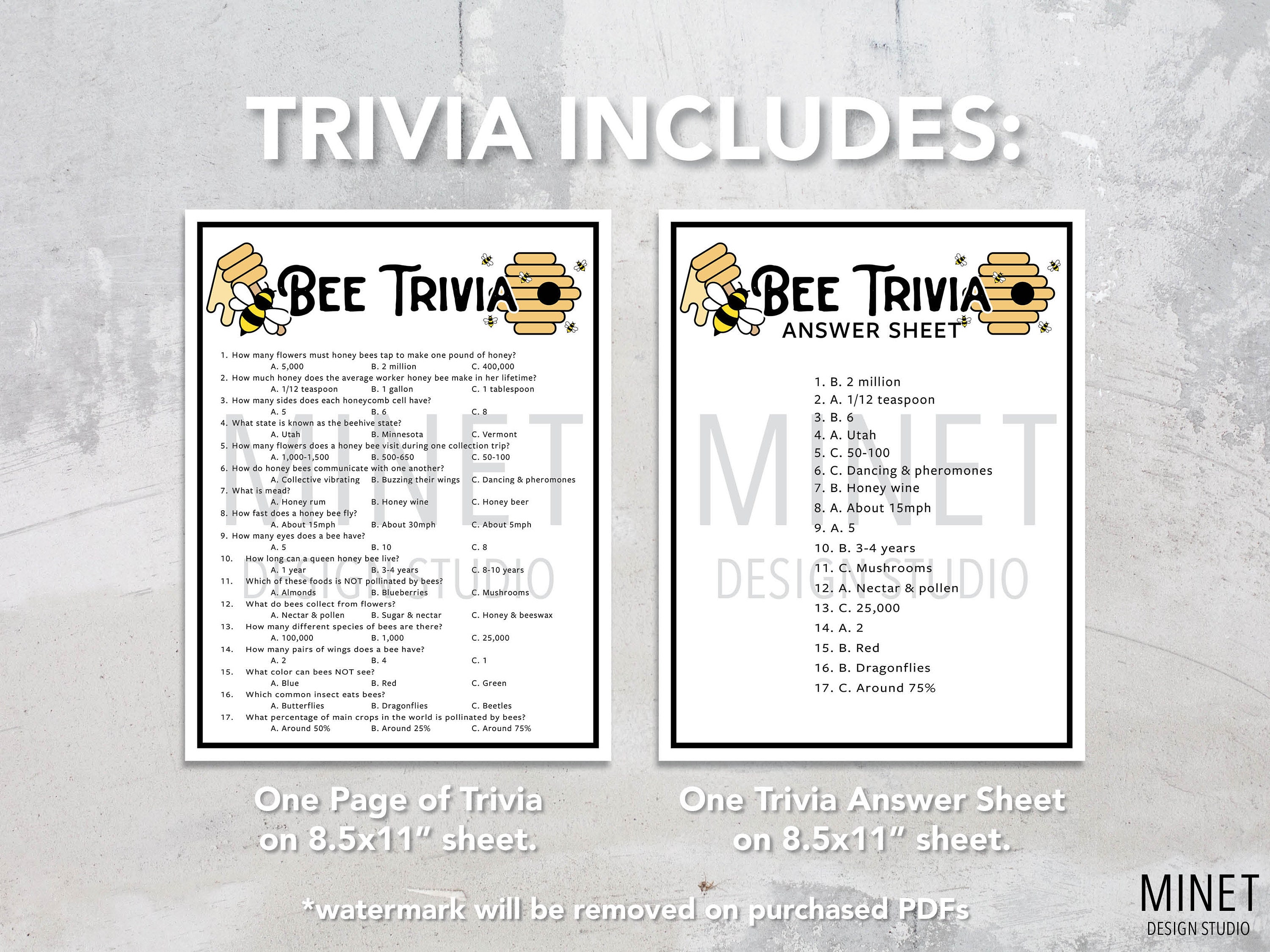 Bee Trivia | Bee Trivia Game | Printable Bee Trivia | Printable Trivia ...