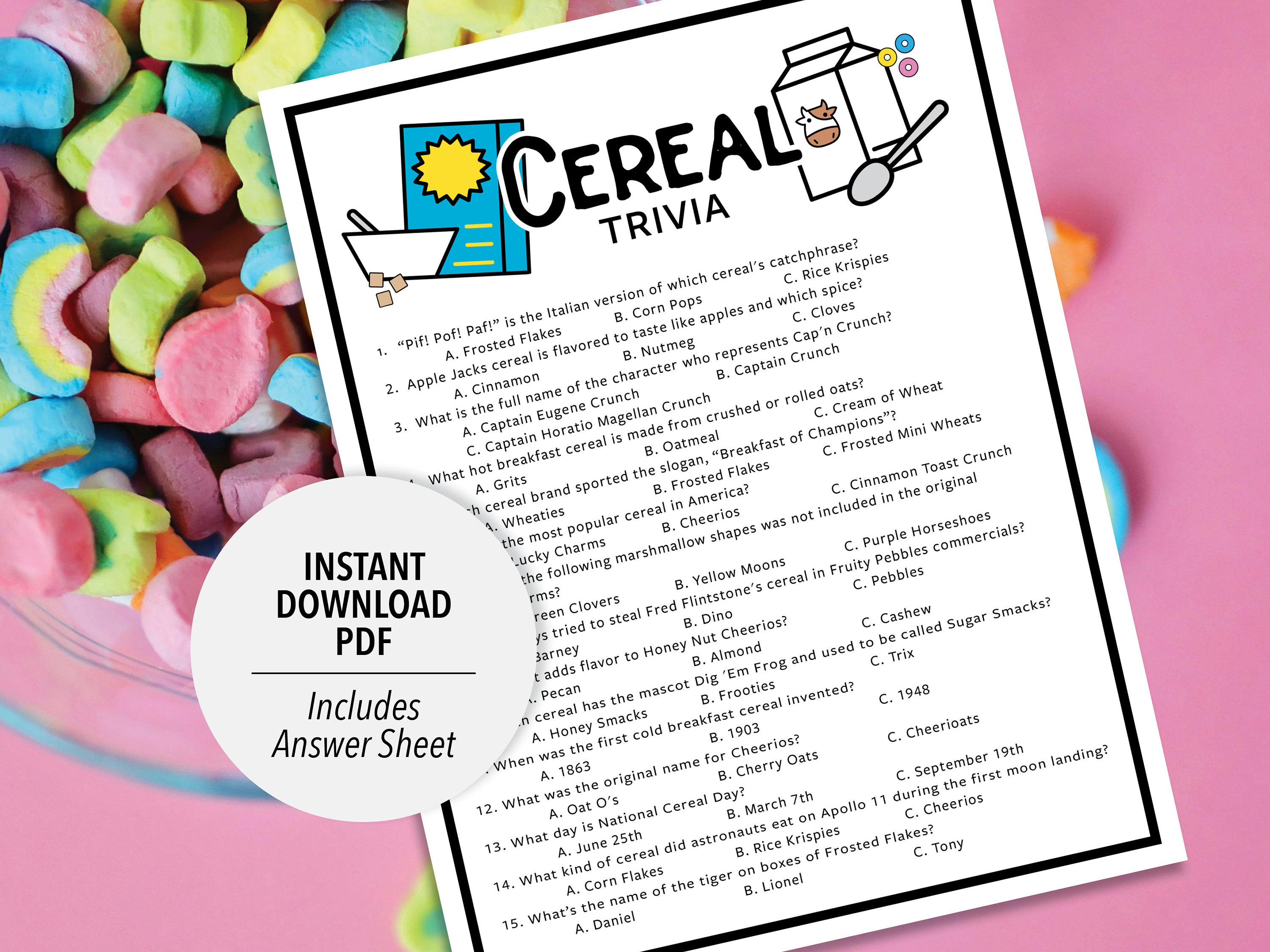 Cereal Trivia | Cereal Trivia Game | Printable Cereal Trivia ...