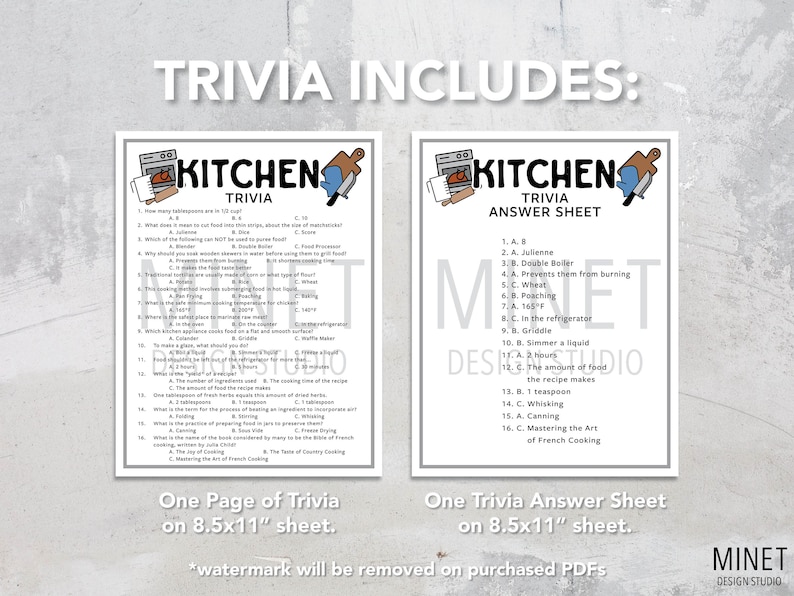 Kitchen Trivia | Kitchen Trivia Game | Printable Kitchen Trivia ...