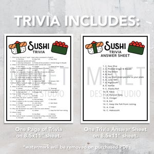 Sushi Trivia Game | Printable Sushi Quiz, Food (PDF Download) - Etsy