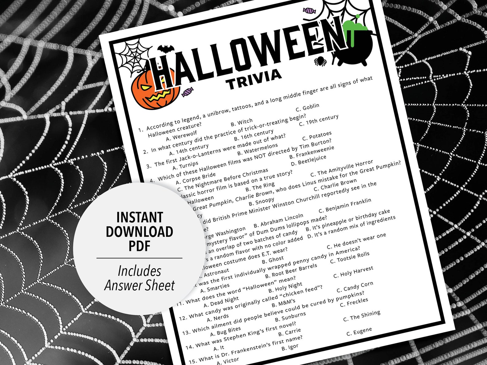 Halloween Trivia | Printable Halloween Trivia Activity Game | Holiday ...