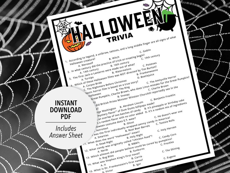 Halloween Trivia | Printable Halloween Trivia Activity Game | Holiday ...