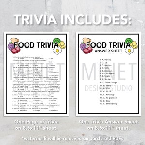 Food Trivia | Food Trivia Game | Printable Food Trivia | Printable ...