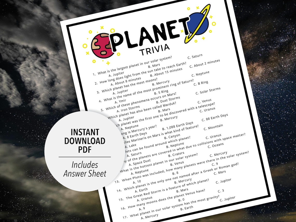 Planet Trivia | Planets Trivia Game | Printable Planet Trivia | Outer ...