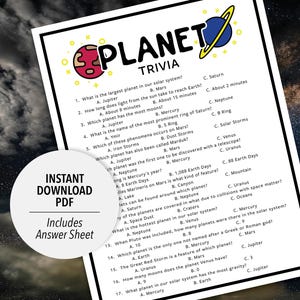Planet Trivia | Planets Trivia Game | Printable Planet Trivia | Outer ...