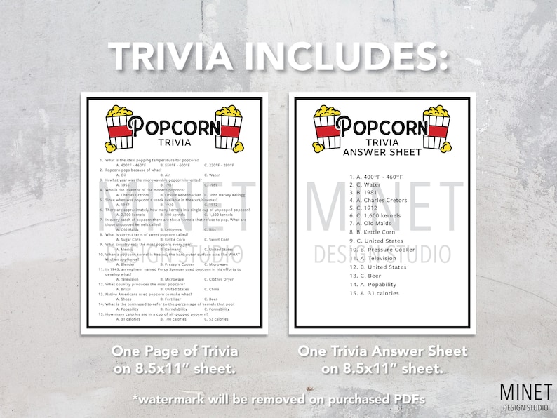 Popcorn Trivia | Popcorn Trivia Game | Printable Popcorn Trivia ...