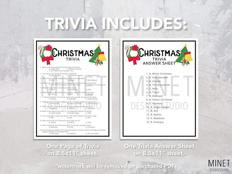 Christmas Trivia Game | Christmas Printable Trivia | Holiday Trivia ...