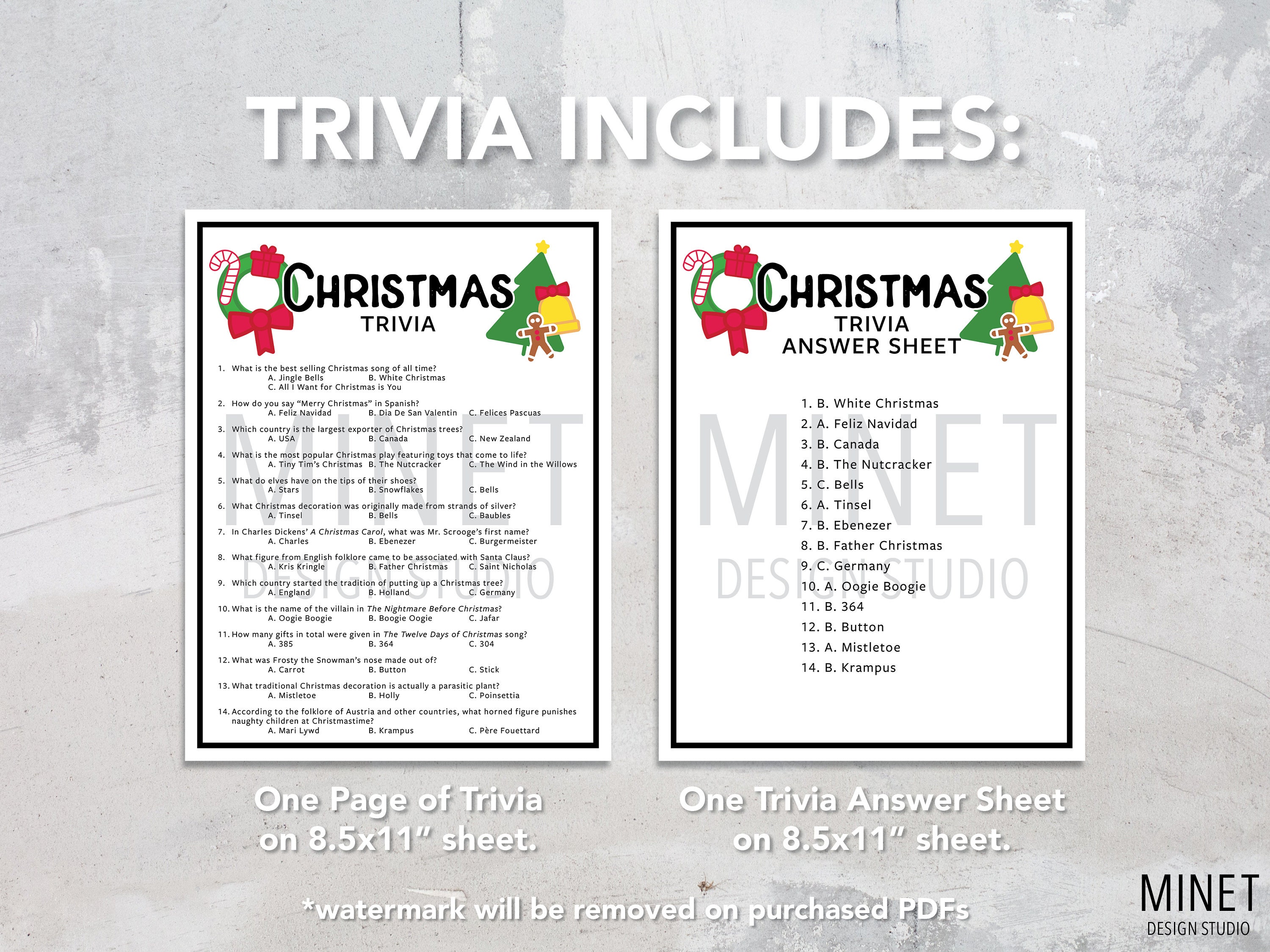 Christmas Trivia Game | Christmas Printable Trivia | Holiday Trivia ...