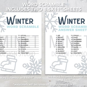 Winter Word Scramble | Winter Printable Activity Game | Word Scramble ...