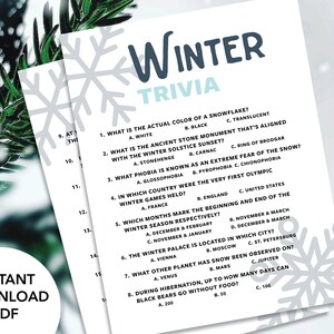 Winter Trivia Printable Winter Trivia Activity Game - Etsy
