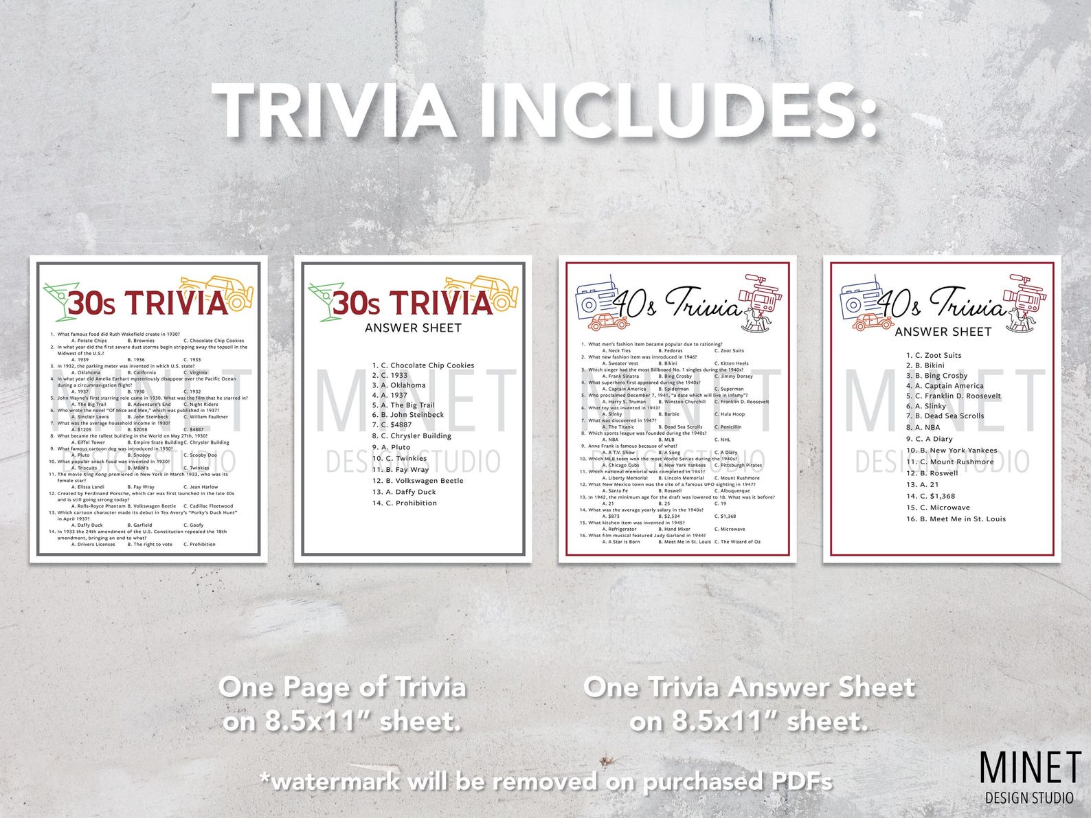 Decades Trivia Bundle | Trivia Bundle | Decades Trivia Game | Printable ...