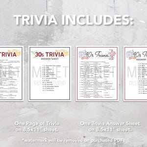 Decades Trivia Bundle | Trivia Bundle | Decades Trivia Game | Printable ...