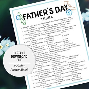 Father's Day Trivia | Printable Trivia | Printable Father's Day Trivia ...