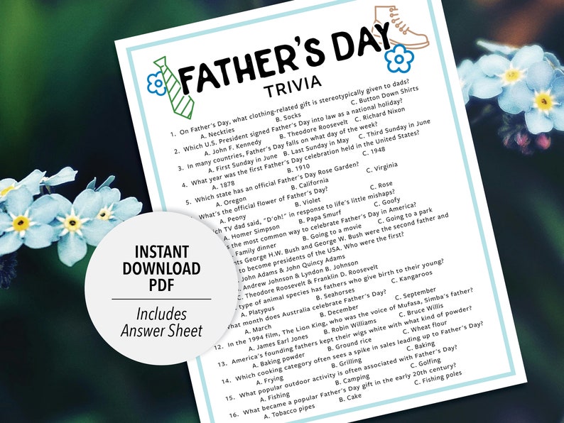 Father's Day Trivia | Printable Trivia | Printable Father's Day Trivia ...