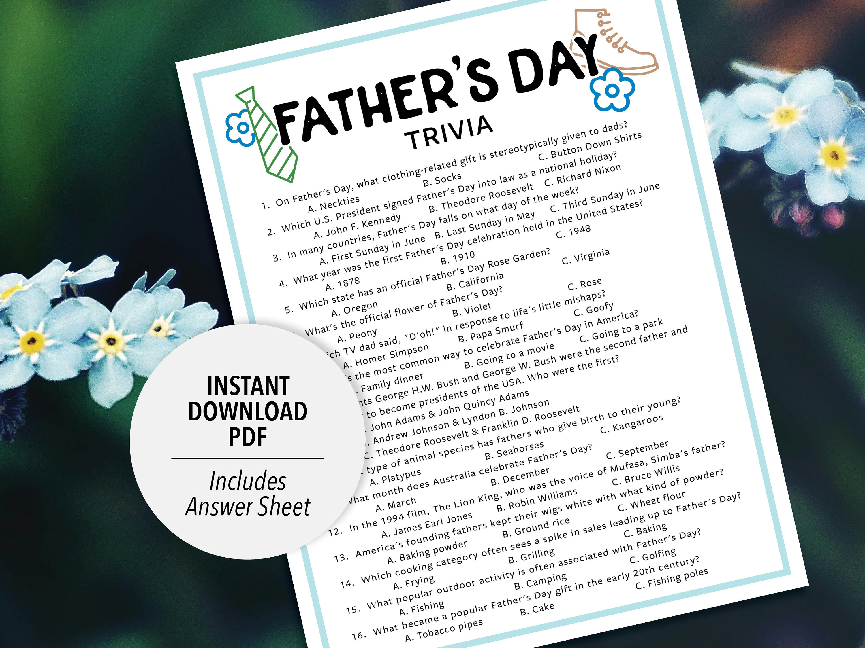 Father's Day Trivia | Printable Trivia | Printable Father's Day Trivia ...