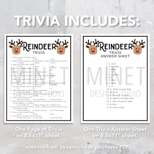 Reindeer Trivia | Reindeer Trivia Game | Printable Reindeer Trivia ...