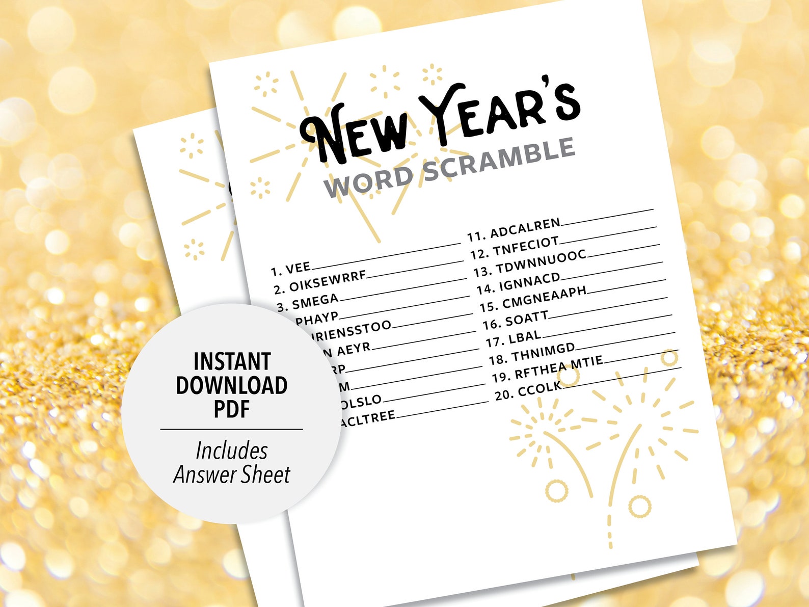 New Year's Word Scramble | New Year's Eve Printable Game | Holiday Word ...