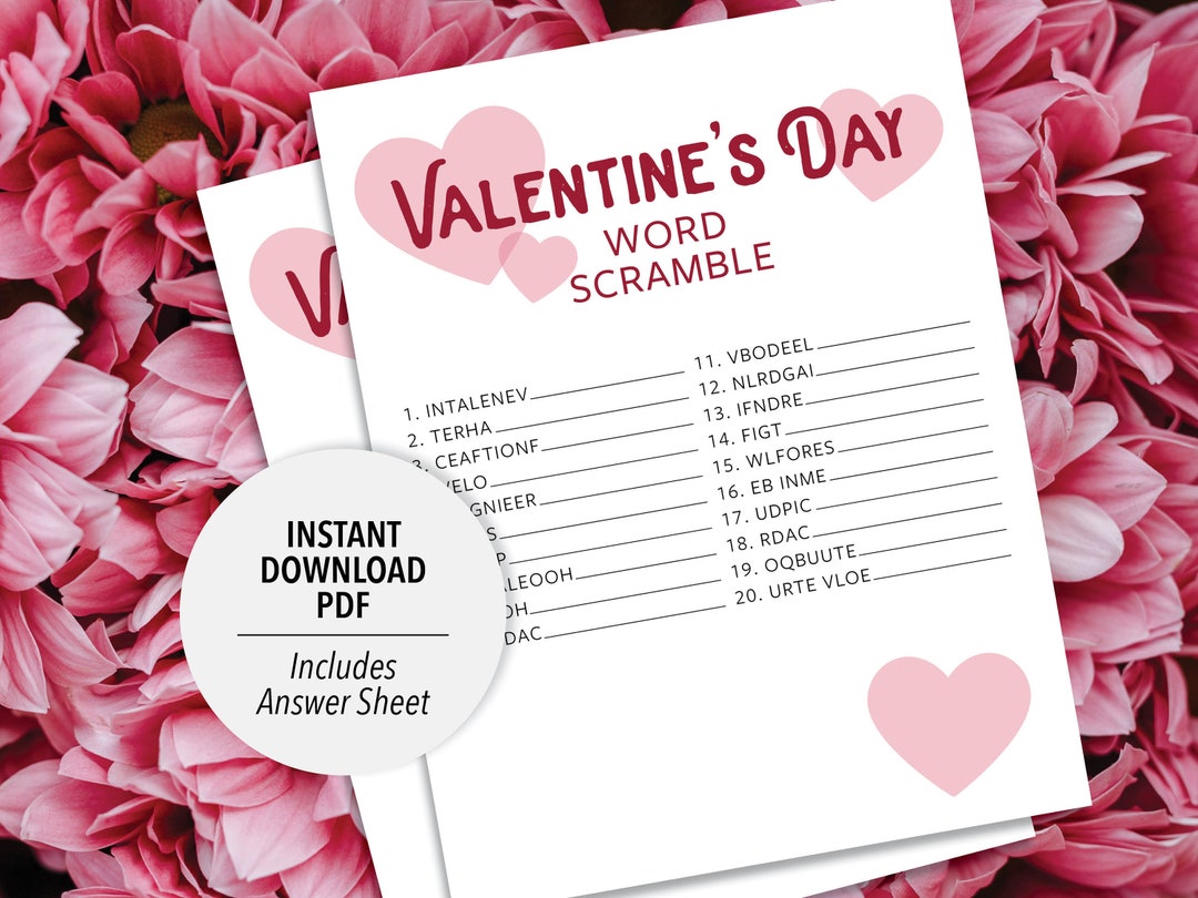 Valentine's Day Word Scramble | Printable Word Scramble Game ...