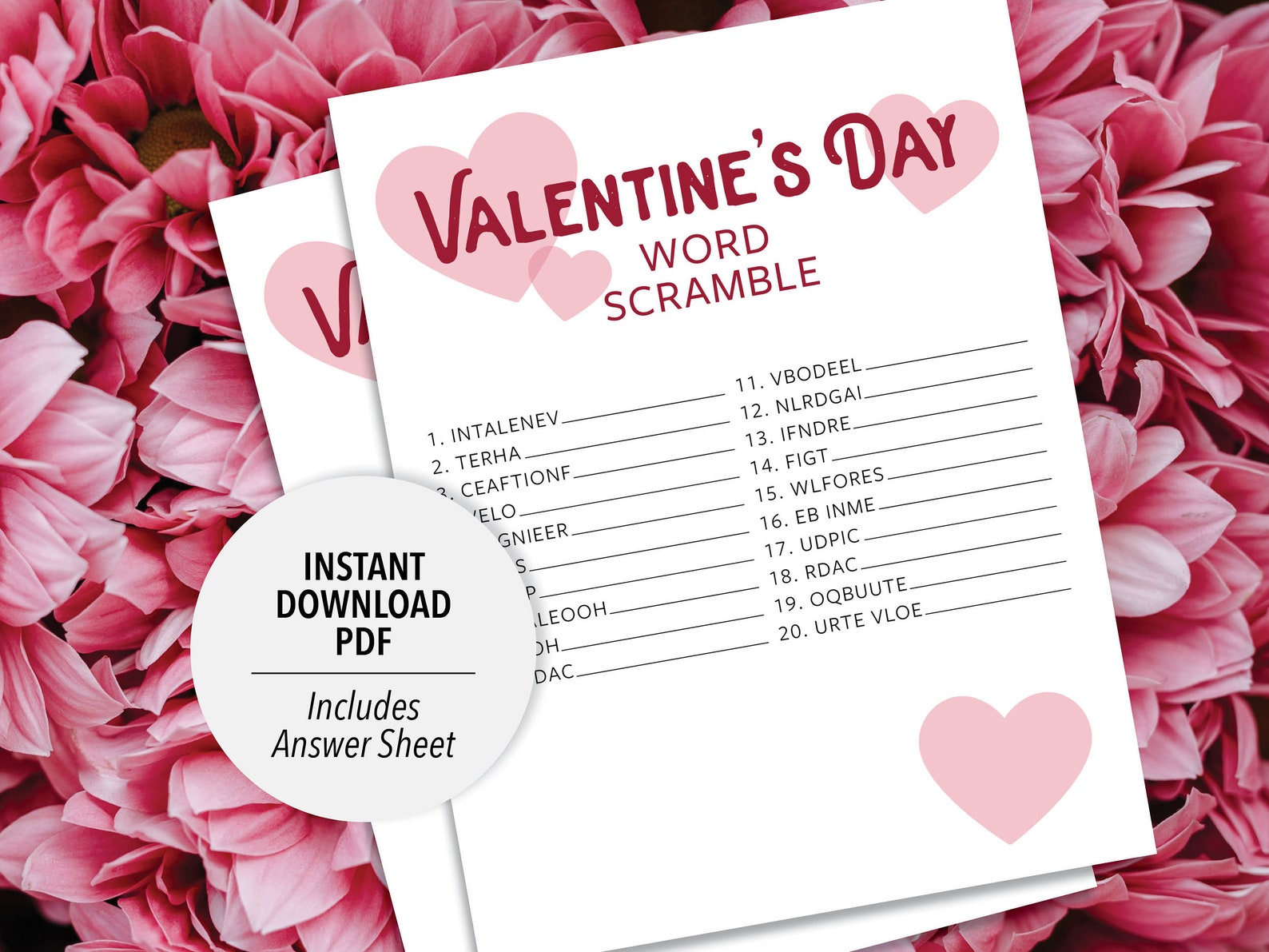 Valentine's Day Word Scramble | Printable Word Scramble Game ...