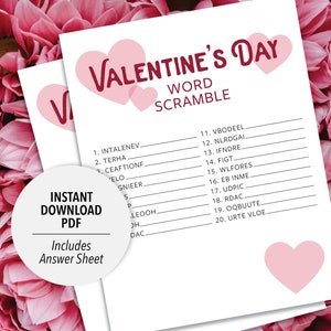 Valentine's Day Word Scramble | Printable Word Scramble Game ...