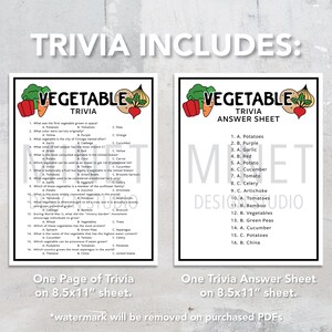 Vegetable Trivia | Vegetable Trivia Game | Printable Trivia | Food ...