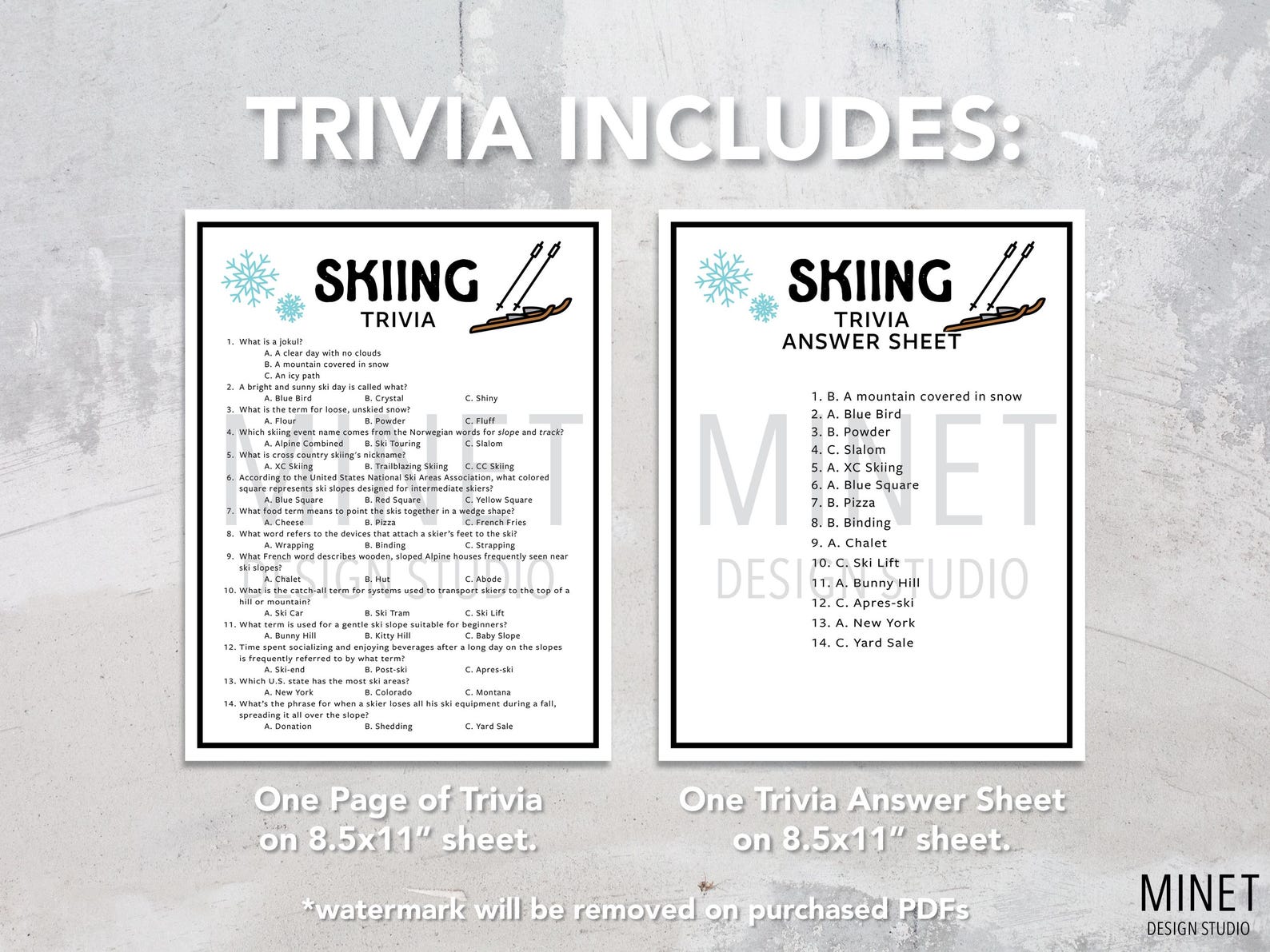 Skiing Trivia Game | Sports Quiz (printable PDF Download) - Etsy