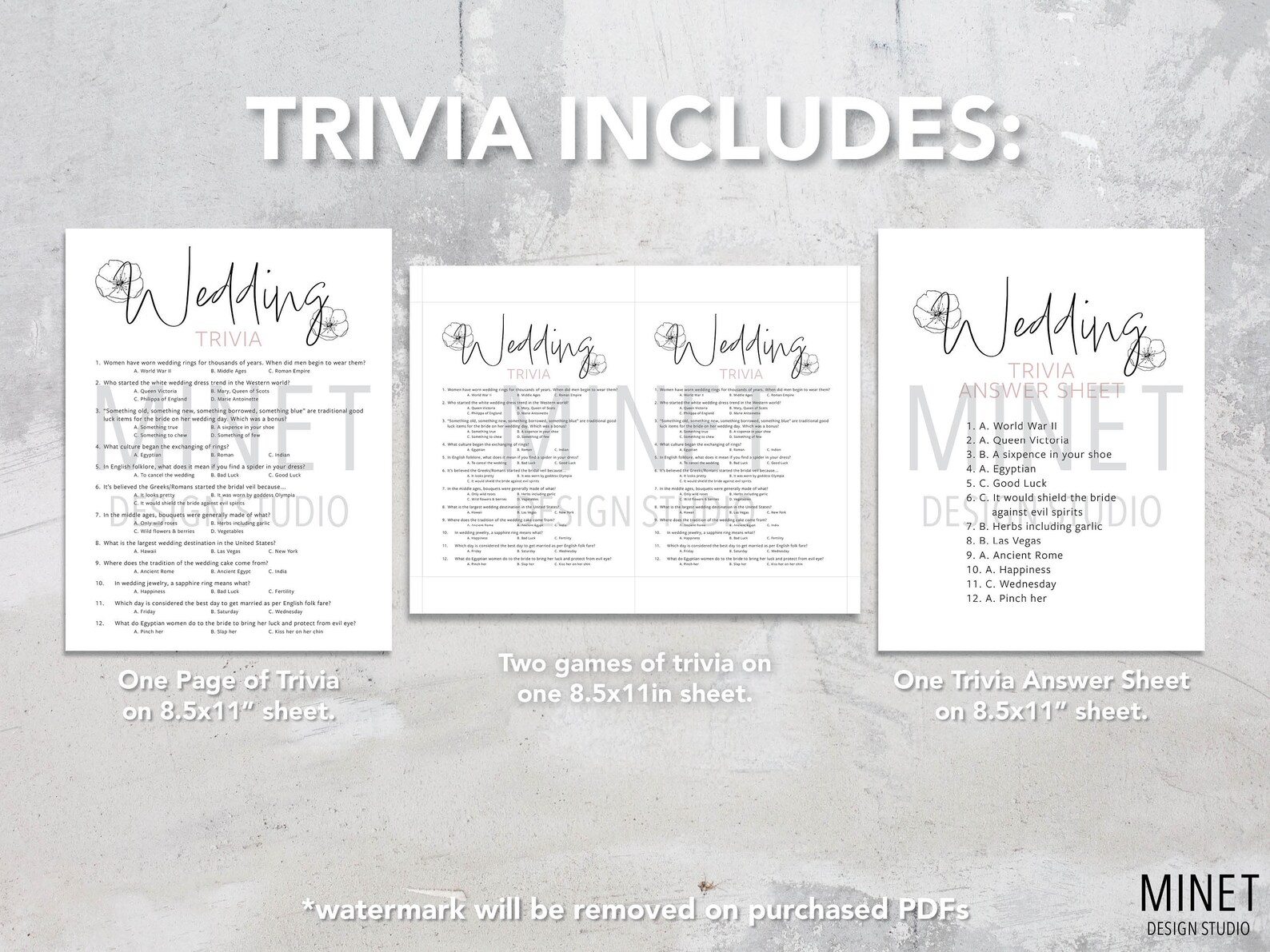 Wedding Trivia Quiz Game Printable Wedding Trivia Bridal - Etsy