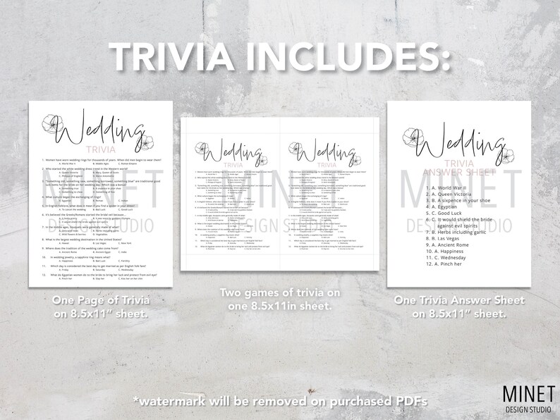 Wedding Trivia Quiz Game Printable Wedding Trivia Bridal - Etsy