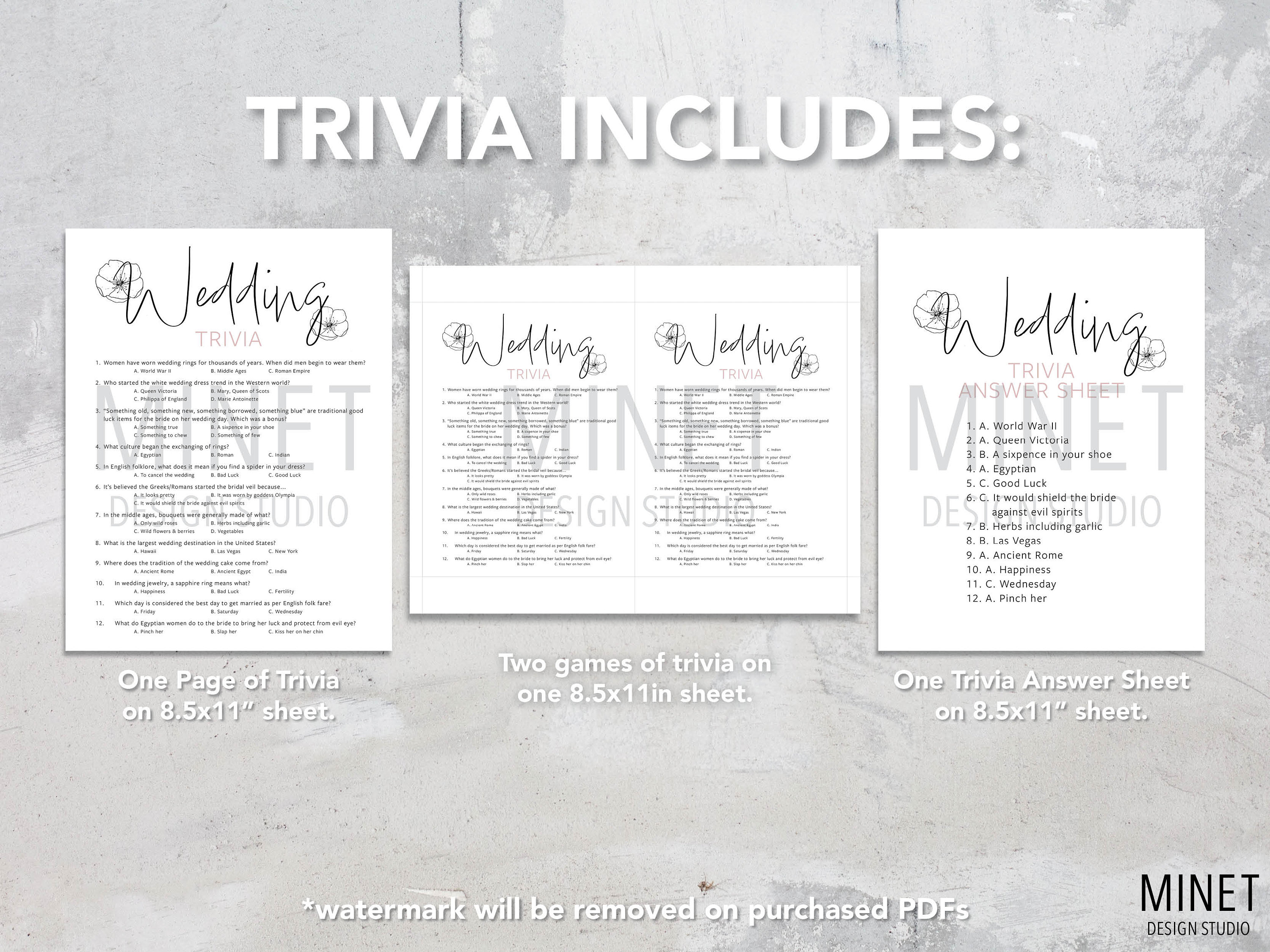 Wedding Trivia Quiz Game Printable Wedding Trivia Bridal - Etsy