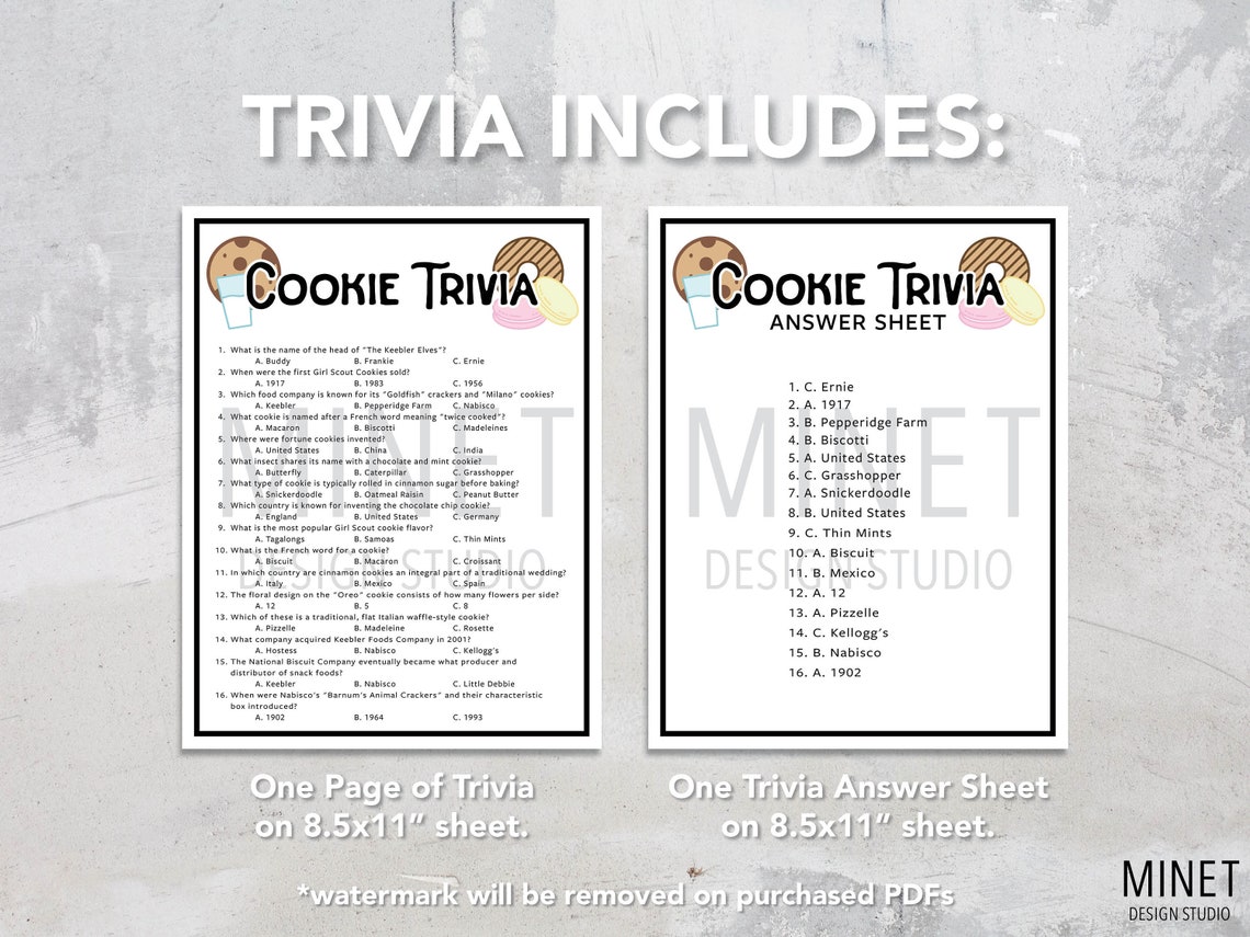 Cookie Trivia | Cookie Trivia Game | Printable Cookie Trivia ...