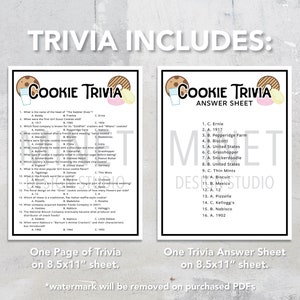 Cookie Trivia | Cookie Trivia Game | Printable Cookie Trivia ...