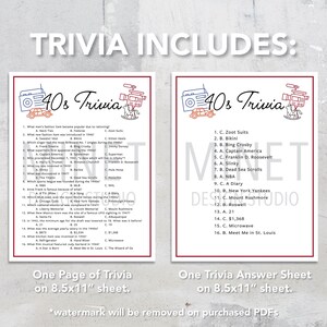 Decades Trivia Bundle Trivia Bundle Decades Trivia Game Printable ...