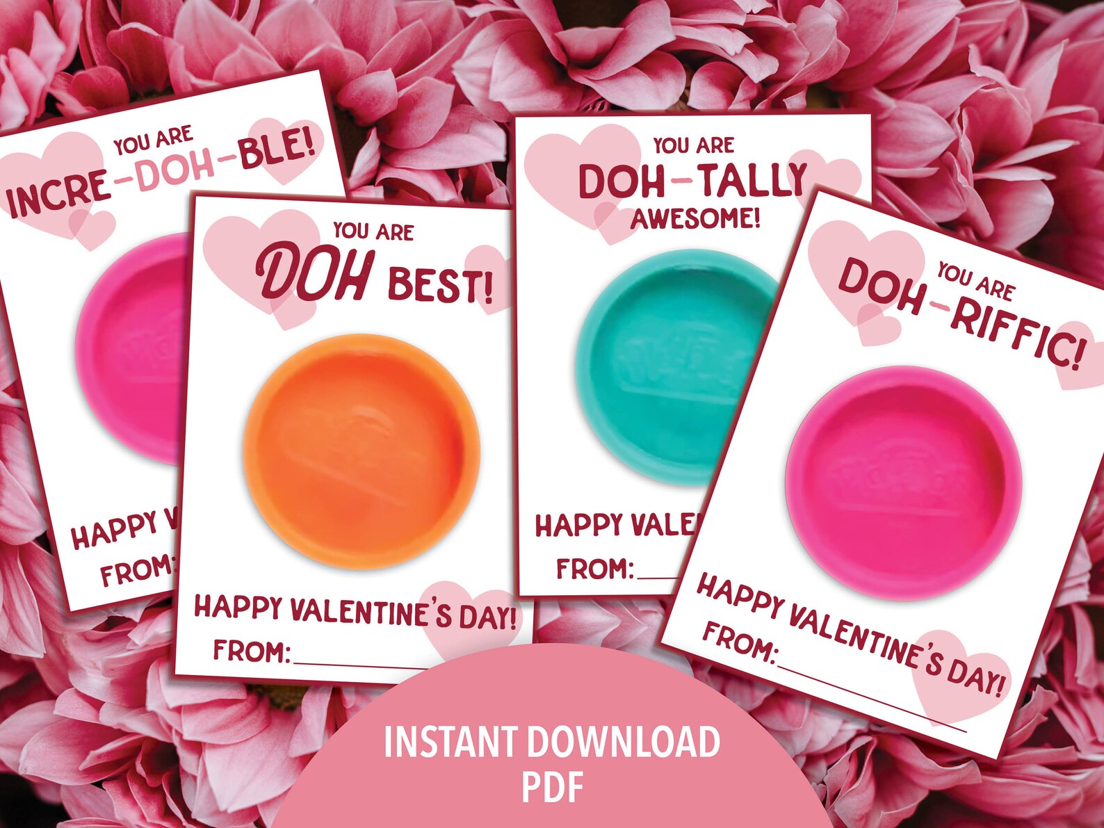 Play Dough Valentines Kids Classroom, Printable Valentine's for Kids ...