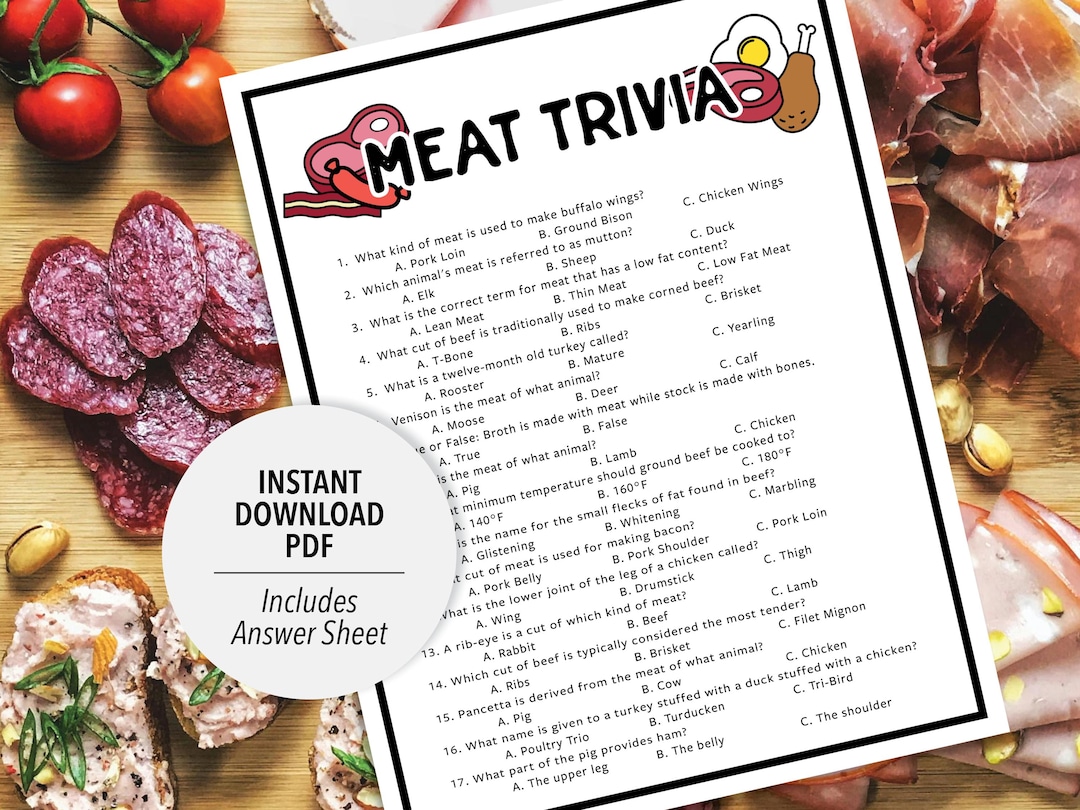 Meat Trivia Game | Meat Quiz (printable PDF Download) - Etsy