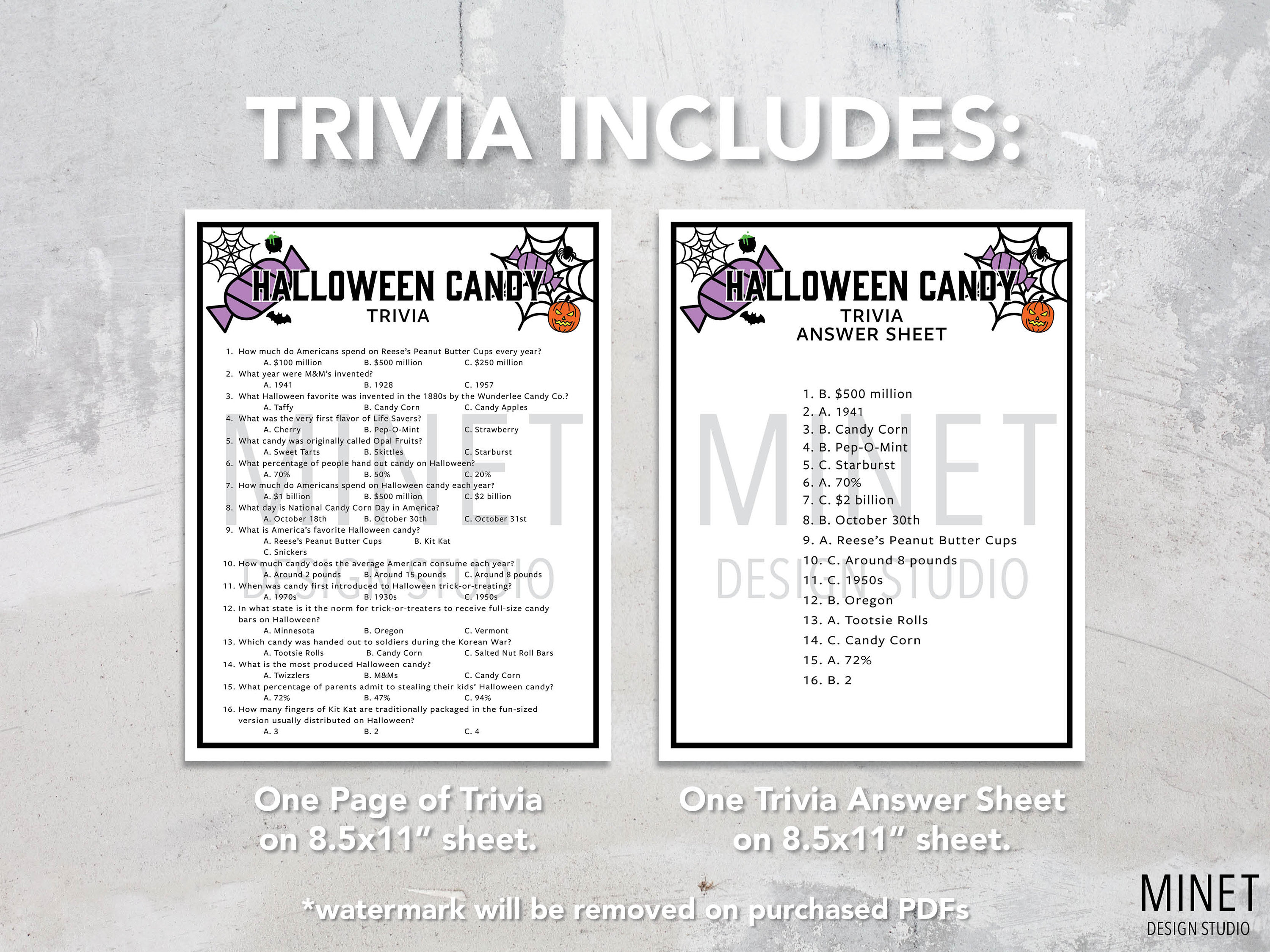 Halloween Candy Trivia | Printable Halloween Candy Trivia Activity Game ...