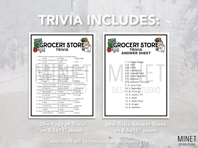 Grocery Store Trivia | Grocery Store Trivia Game | Printable Grocery ...
