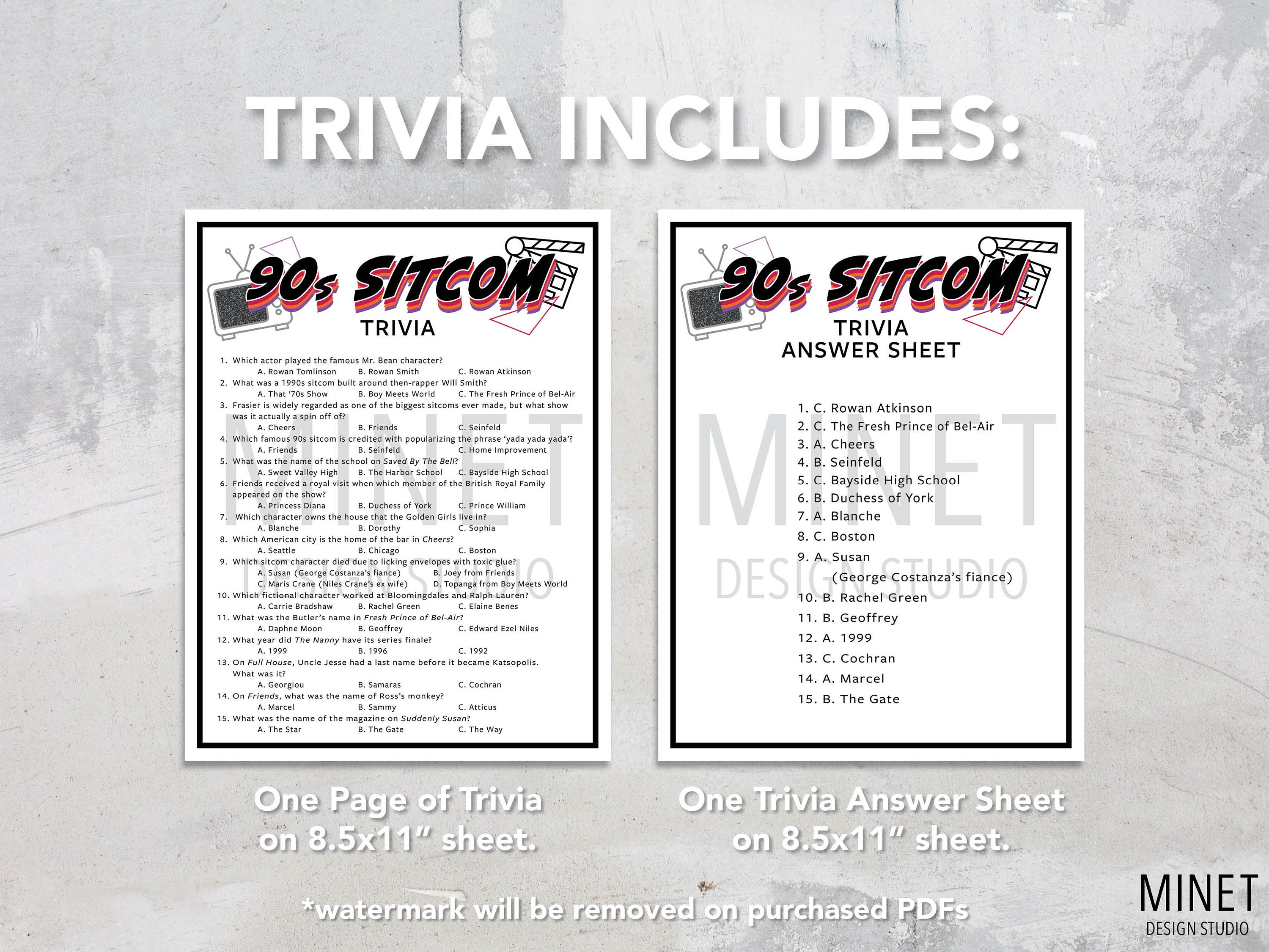 90s Trivia Bundle Trivia Bundle Decades Trivia Game Printable 1990s ...