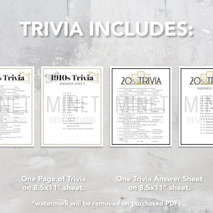 Decades Trivia Bundle | Trivia Bundle | Decades Trivia Game | Printable ...
