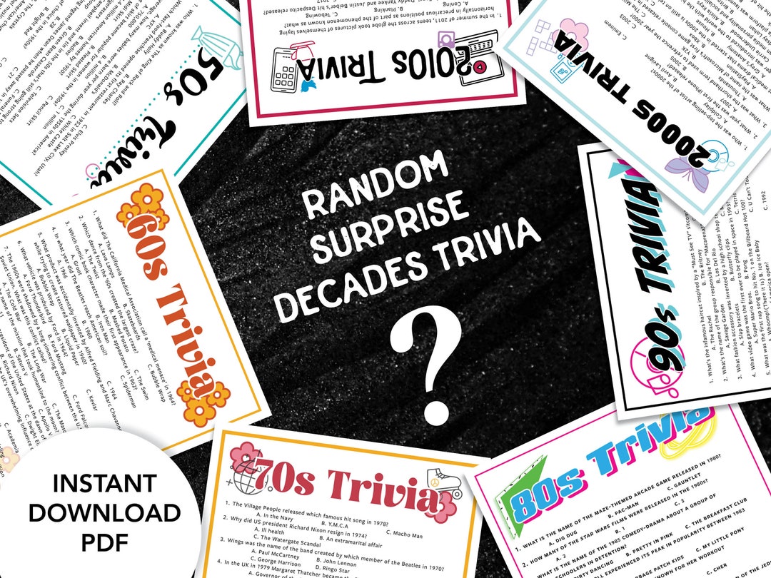 Random Surprise Decades Trivia Random Surprise Decades - Etsy
