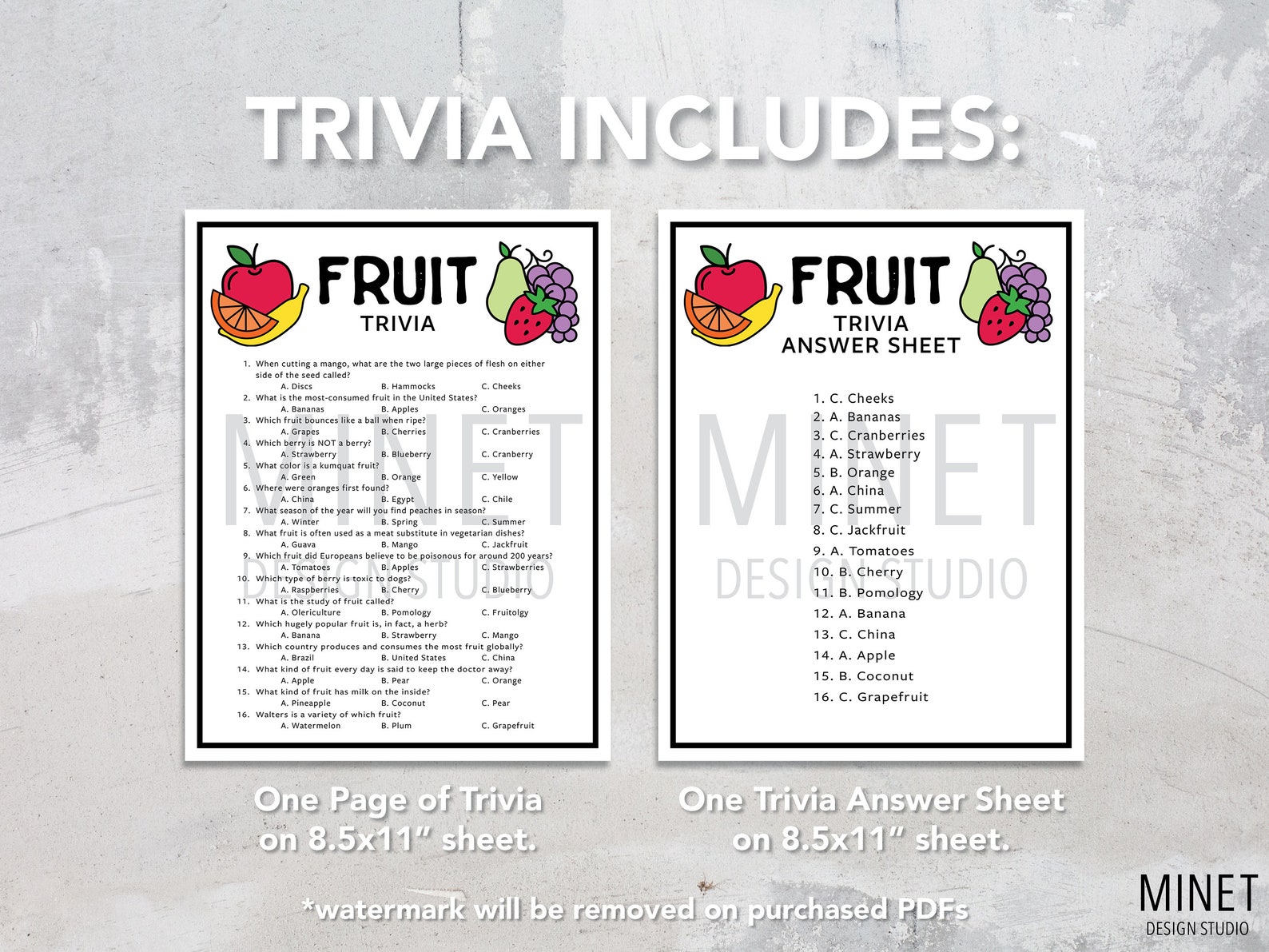 Fruit Trivia | Fruit Trivia Game | Printable Fruit Trivia | Printable ...