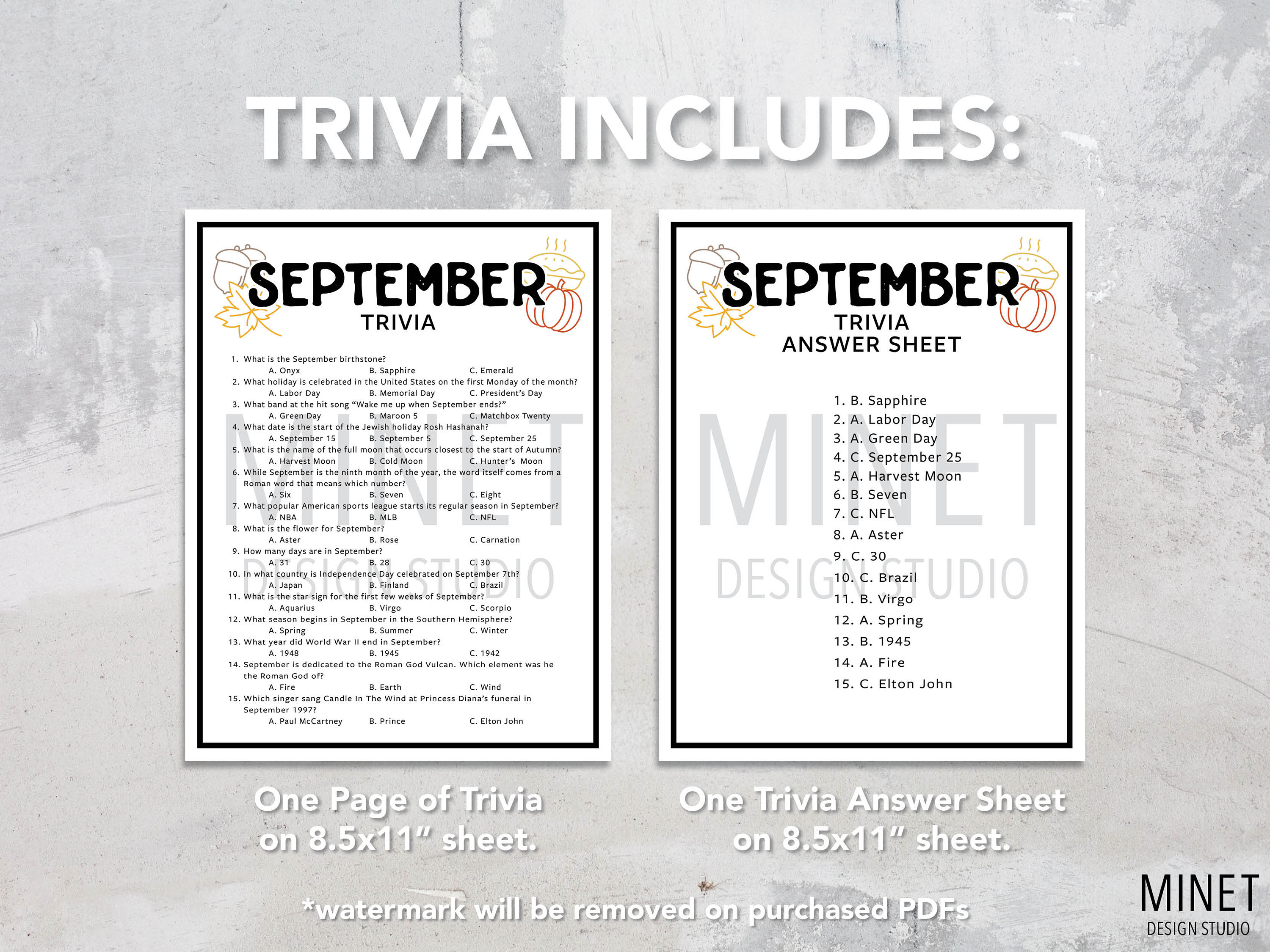 September Trivia | September Trivia Game | Printable September Trivia ...