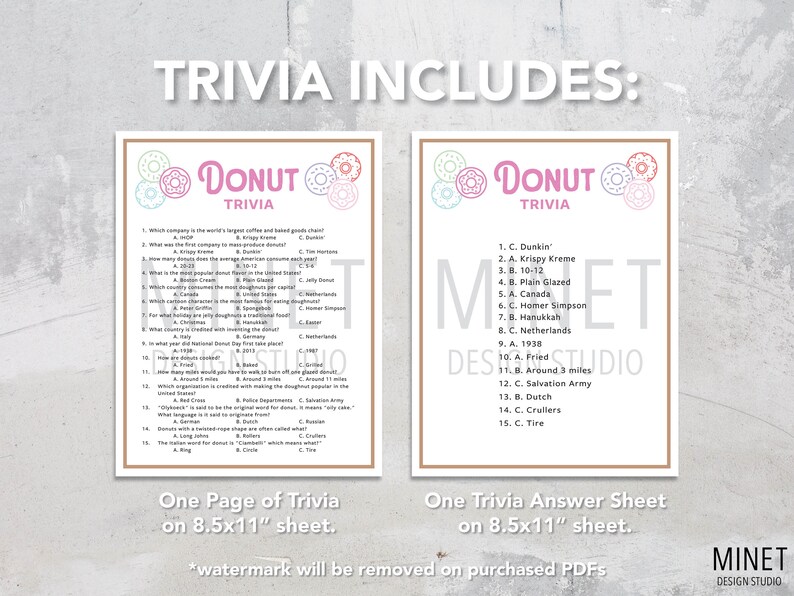 Donut Trivia Donut Trivia Game Printable Donut Trivia - Etsy