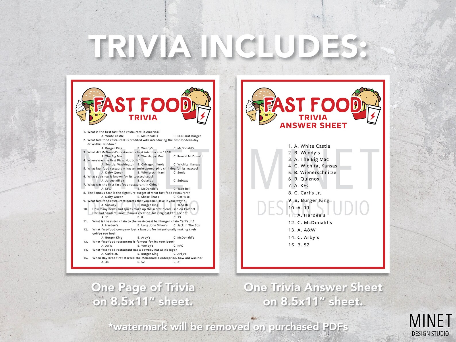 Fast Food Trivia | Fast Food Trivia Game | Printable Fast Food Trivia ...