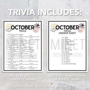 October Trivia | October Trivia Game | Printable October Trivia | Month ...