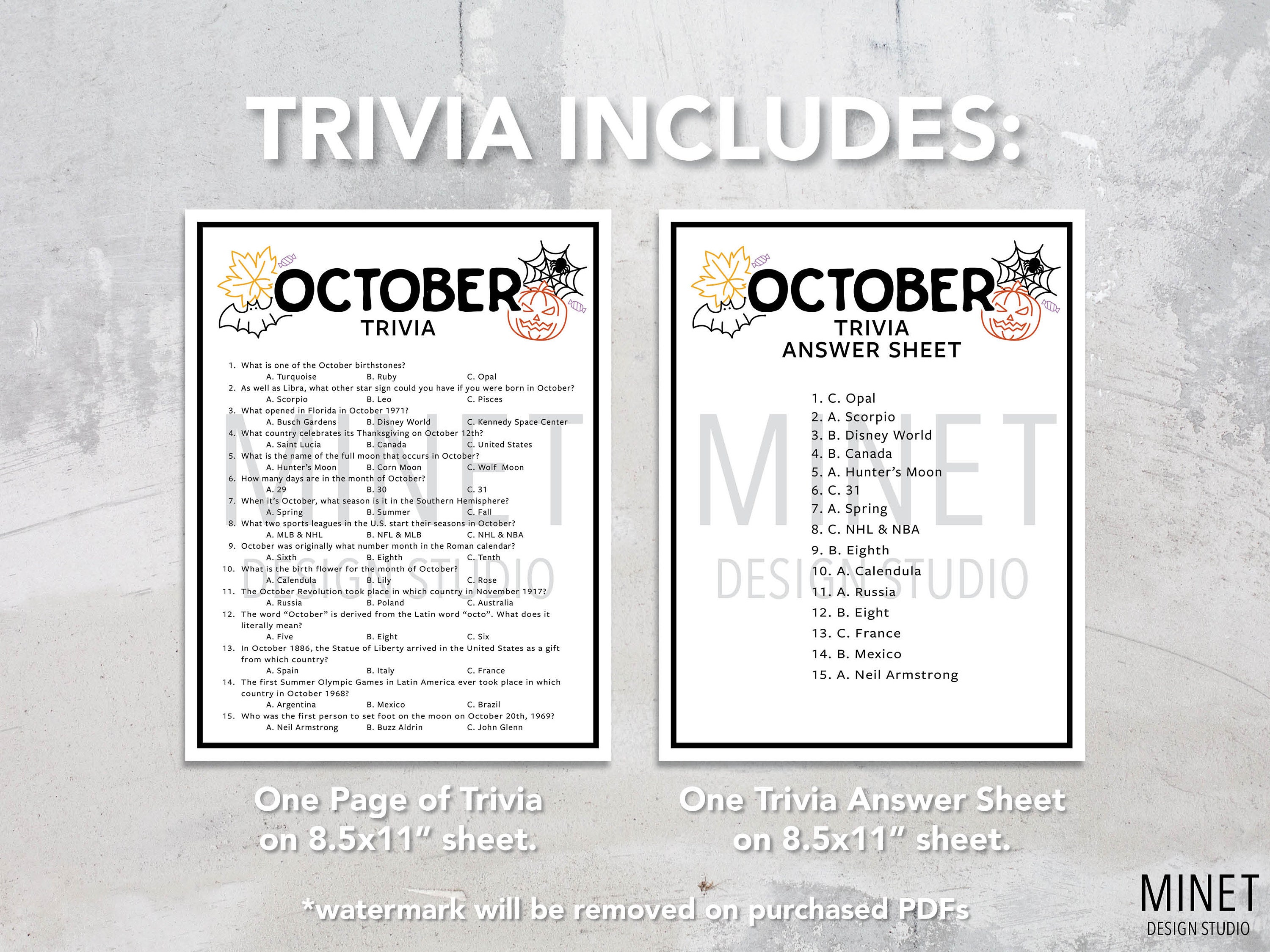 October Trivia | October Trivia Game | Printable October Trivia | Month ...