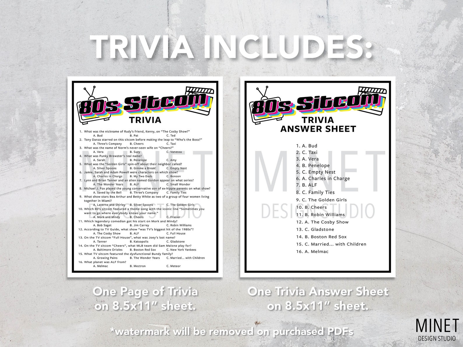 80s TV Sitcom Trivia | 80s Sitcom Trivia Game | Printable Sitcom Trivia ...