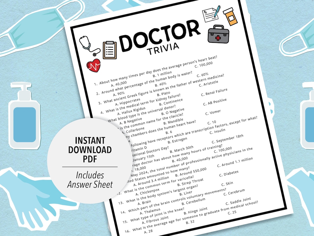 Doctor Trivia | Doctor Trivia Game | Printable Doctor Trivia ...
