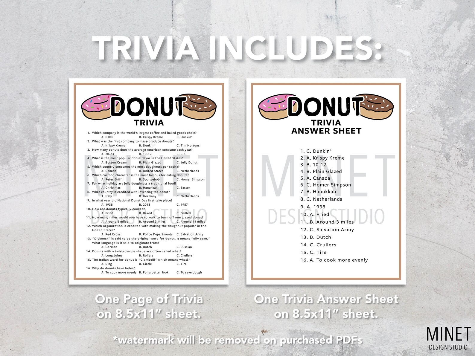 Donut Trivia | Donut Trivia Game | Printable Donut Trivia | Printable ...