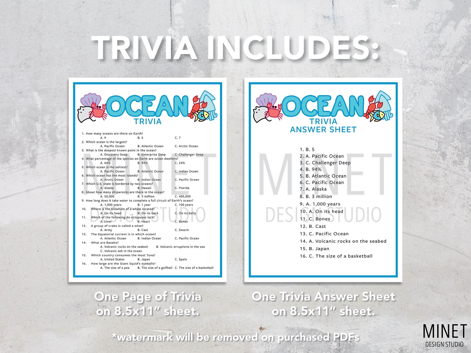 Ocean Trivia | Ocean Trivia Game | Printable Ocean Trivia | Printable ...