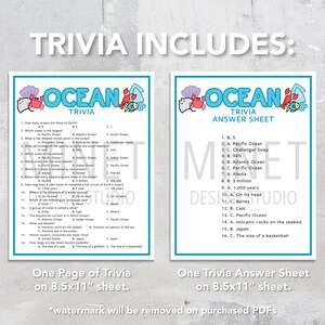 Ocean Trivia | Ocean Trivia Game | Printable Ocean Trivia | Printable ...